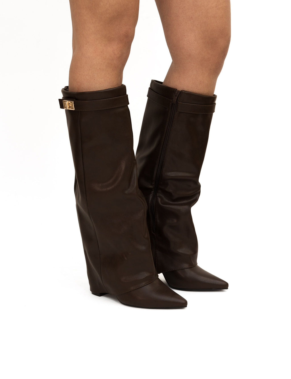 Chestnut | Gloss Knee High Boots – Lux Stylo